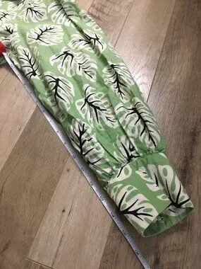 Zara | Dresses | Zara Green Leaf Print Olivia Shirt Dress Cotton Poplin ...